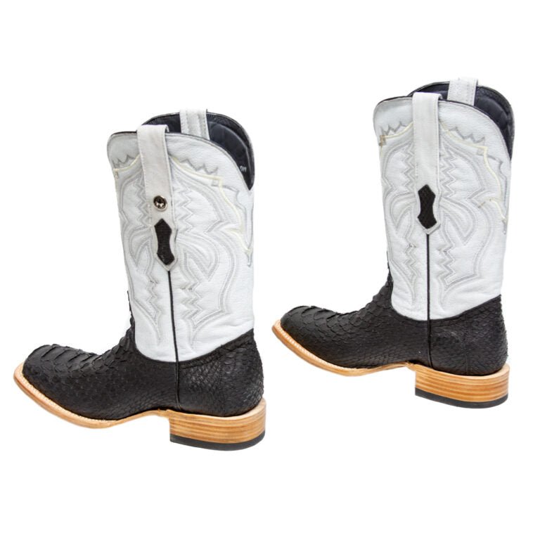 TANNER MARK MEN'S EXOTIC LEATHER Matte Python Black Cowboy Boots ...