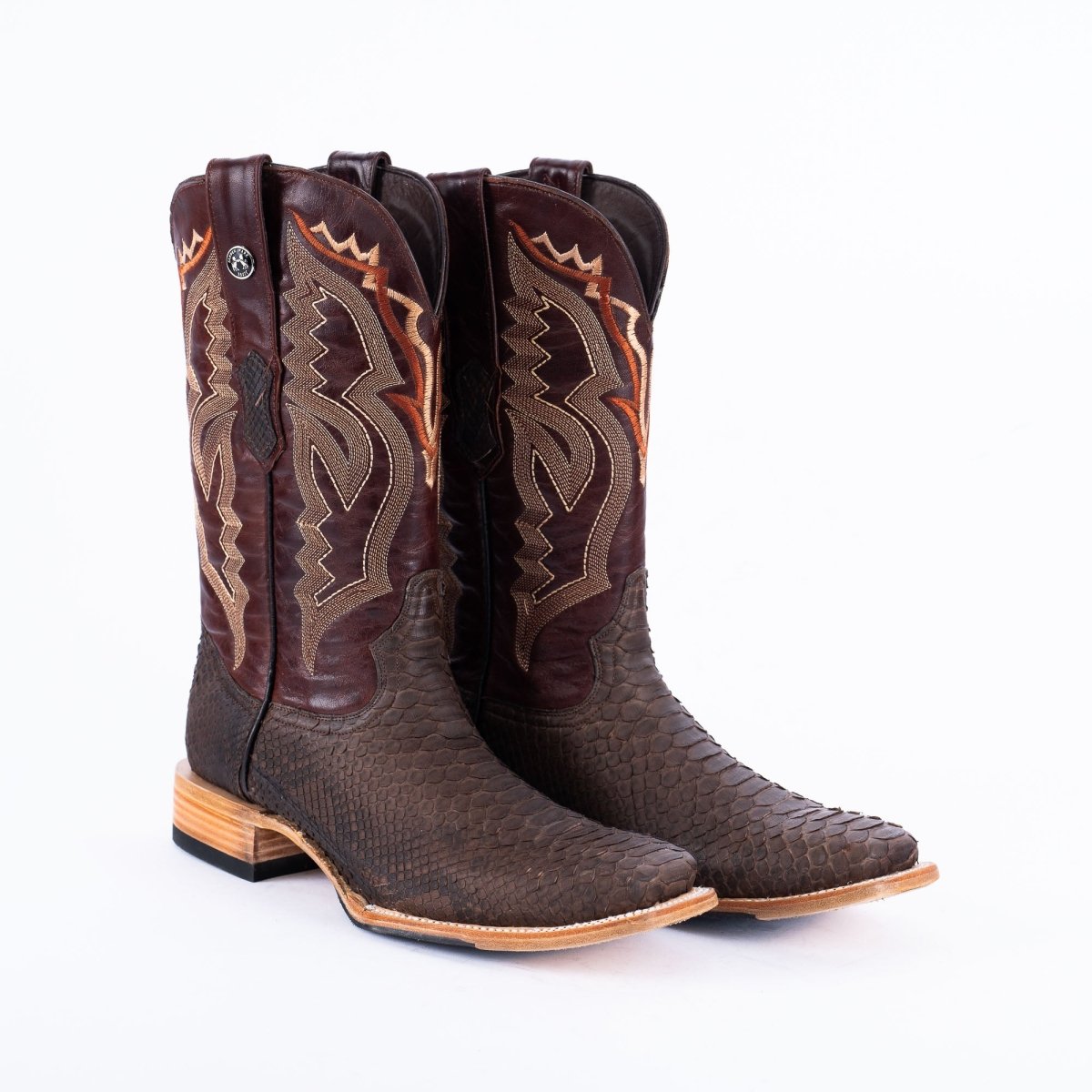 TANNER MARK MEN'S EXOTIC LEATHER Python Matte Brown Cowboy Boots ...