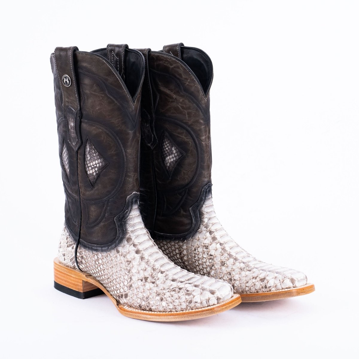 TANNER MARK MEN'S EXOTIC LEATHER Python Molorus Backcut Natural Cowboy ...