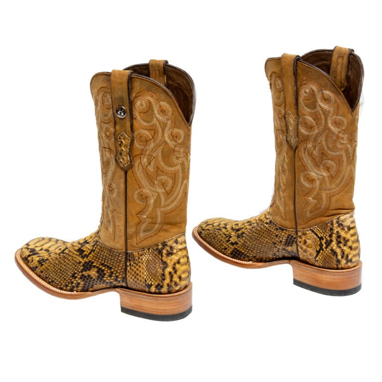 TANNER MARK MEN'S EXOTIC LEATHER Python Pull Up Antique Cowboy Boots ...