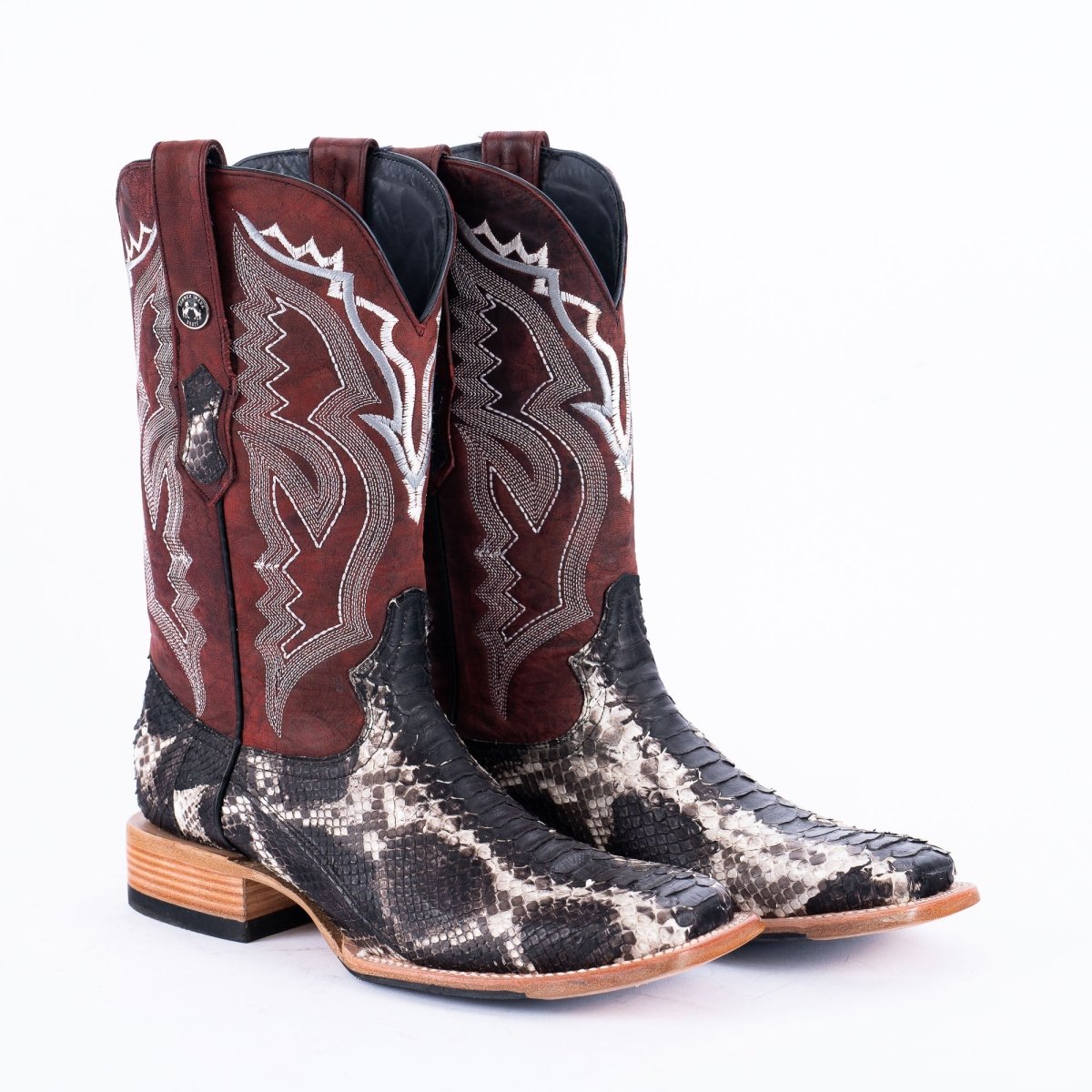 TANNER MARK MEN'S EXOTIC LEATHER Python Satin Slate Cowboy Boots ...