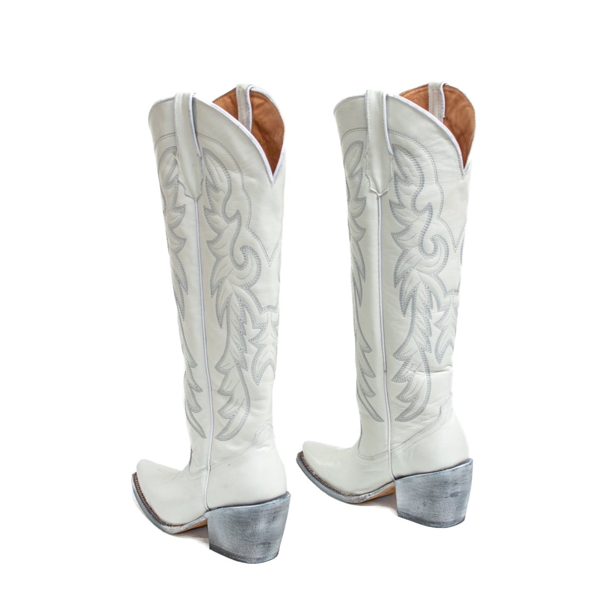TANNER MARK WOMEN’S Cheyenne White Calf Fashion Heel Knee High Cowgirl ...